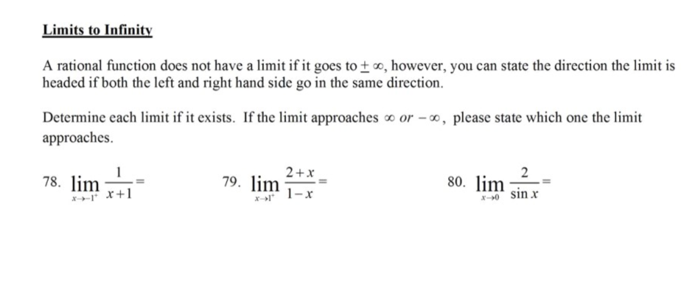 Solved Limits to Infinity A rational function does not have | Chegg.com