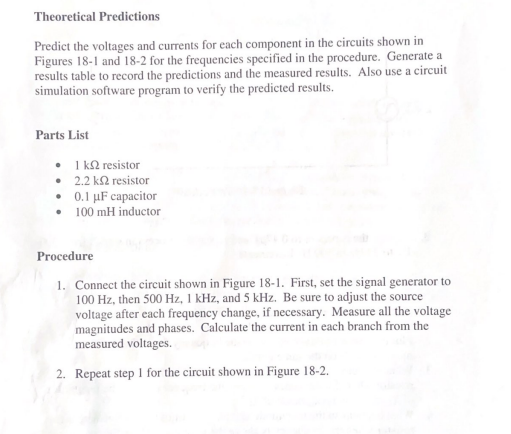 Solved Theoretical Predictions Predict the voltages and | Chegg.com