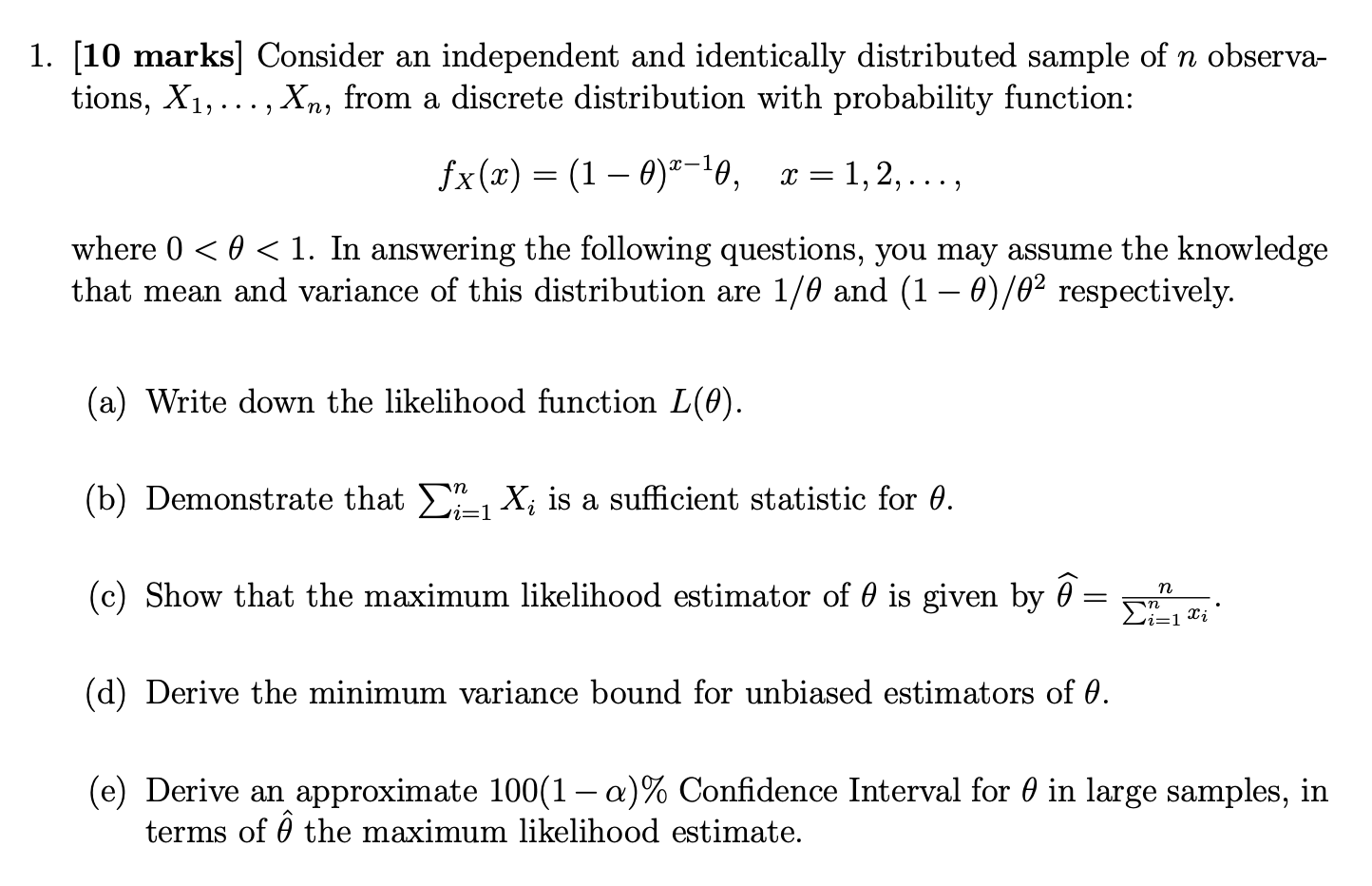 Solved [10 Marks] Consider An Independent And Identically