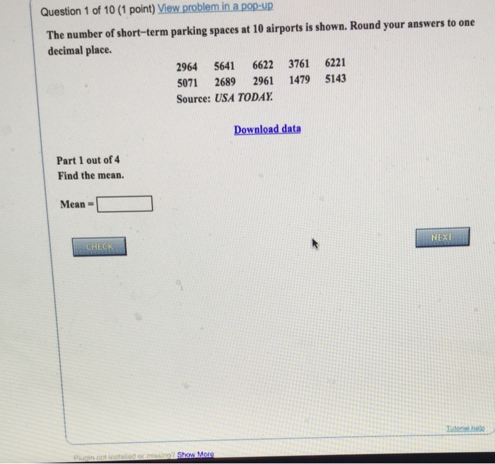 Solved Question 1 of 10 (1 point) View problem in a pop-up | Chegg.com