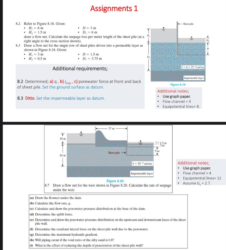 Solved Assignments 1 Sheet pile 8.2 Refer to Figure 8.18. | Chegg.com