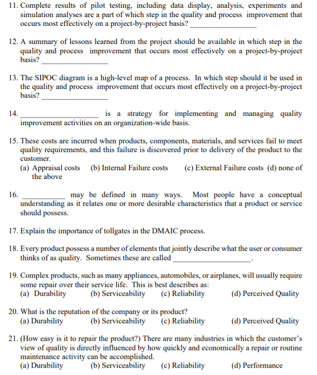 Solved 11. Complete results of pilot testing, including data | Chegg.com