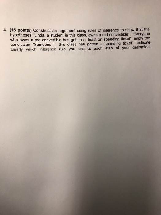 Solved 4. (15 points) Construct an argument using rules of | Chegg.com