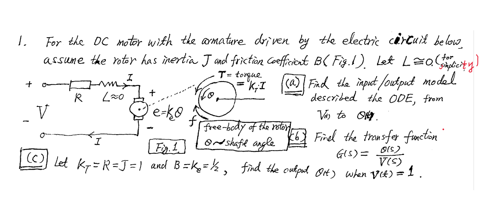 Solved For the DC motor with the armature driven by the | Chegg.com