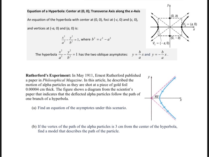 Solved Equation of a Hyperbola: Center at (0, 0)Transverse | Chegg.com