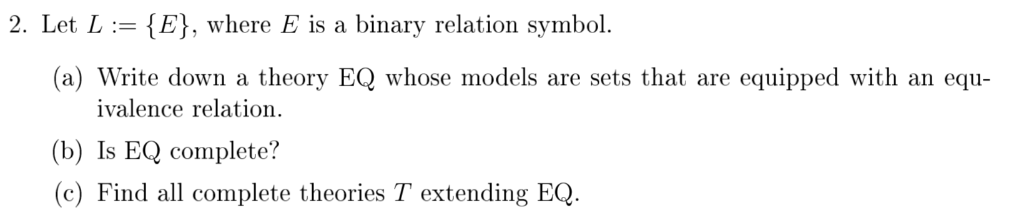 2 Let L E Where E Is A Binary Relation Symbol