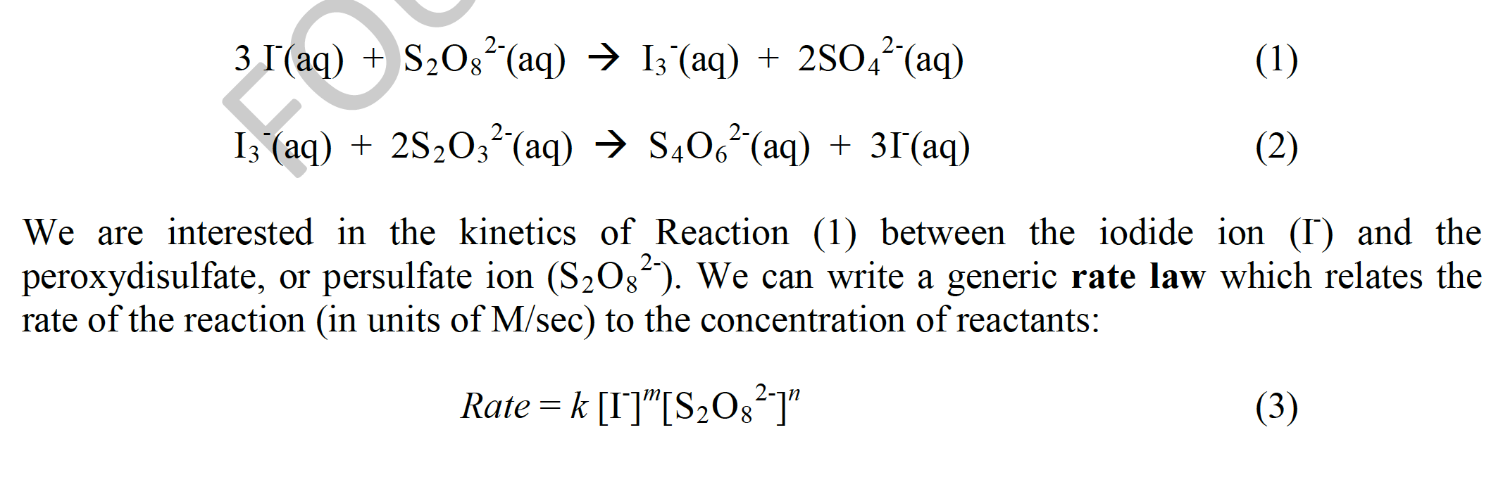 Solved Draw an activation energy diagram for the iodide - | Chegg.com
