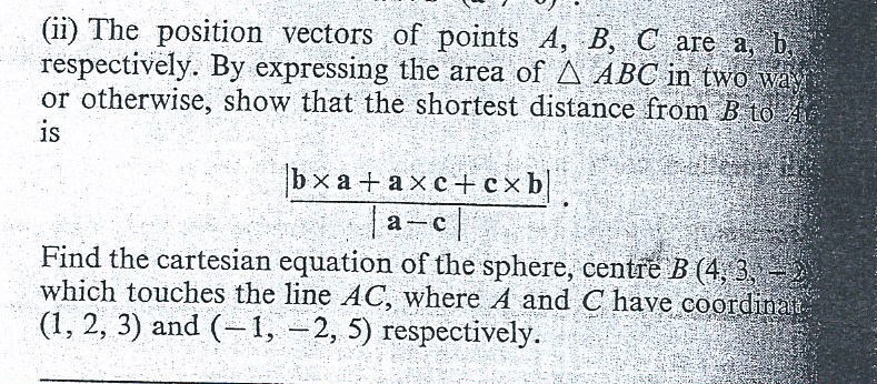 Solved (ii) The position vectors of points A, B, C are a, b, | Chegg.com