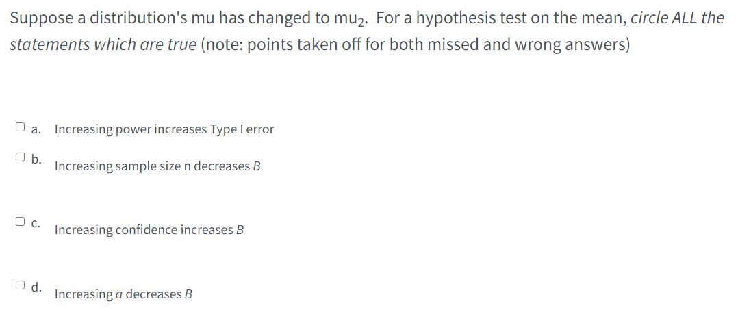 Solved Suppose a distribution's mu has changed to mu2. For a | Chegg.com