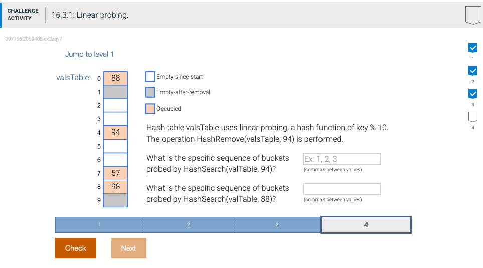 Solved Empty-after-removal Occupied Hash table valsTable | Chegg.com