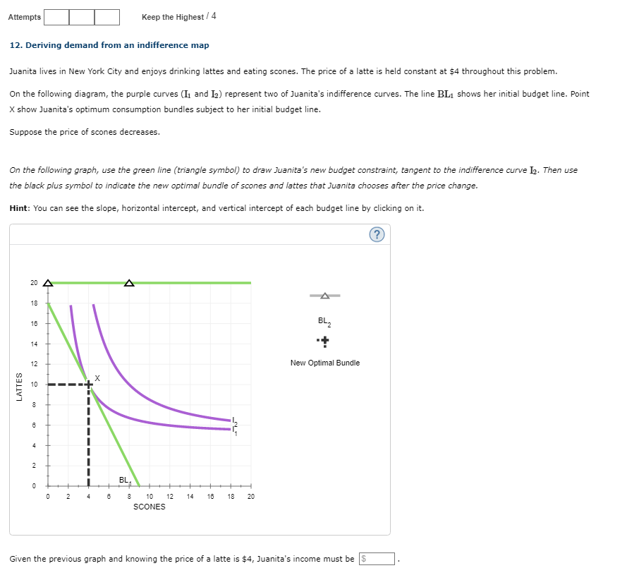 Solved AttemptsKeep the Highest / 4Deriving demand from an | Chegg.com