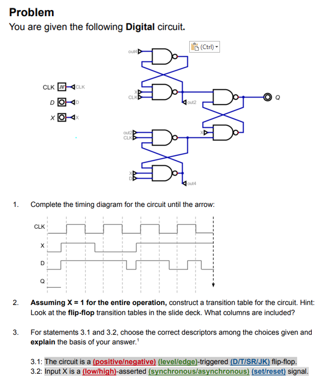 Solved Problem You are given the following Digital circuit. | Chegg.com