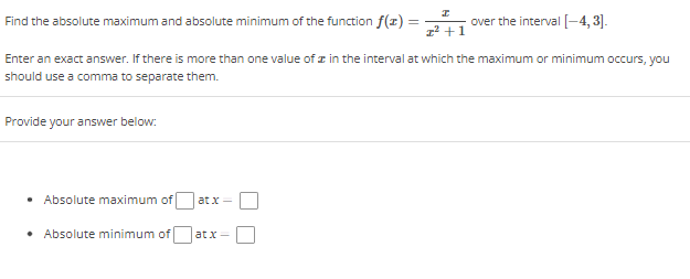 Solved Find the absolute maximum and absolute minimum of the | Chegg.com