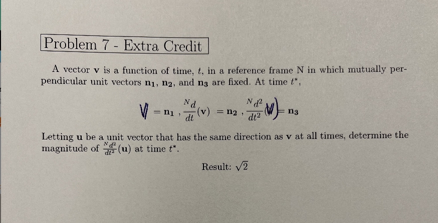 Solved A vector v is a function of time, t, in a reference | Chegg.com