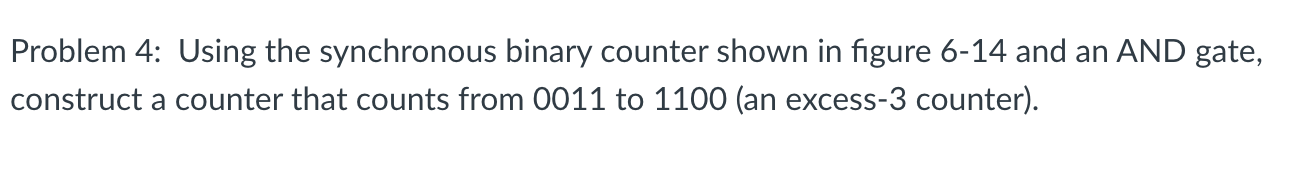 Solved Problem 4: Using the synchronous binary counter shown | Chegg.com