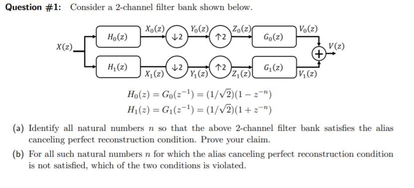 Solved Question #1: Consider a 2-channel filter bank shown | Chegg.com