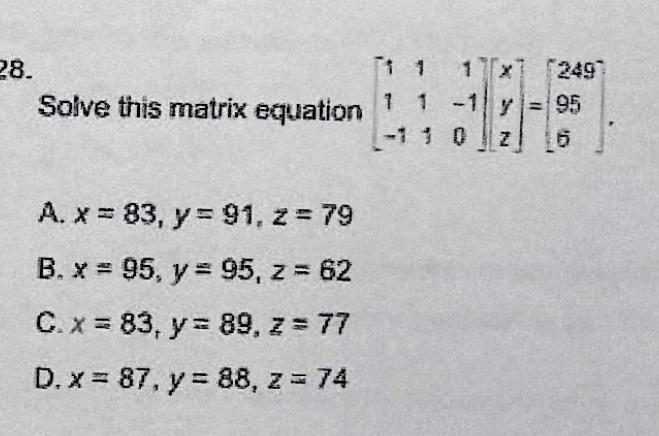 Solved Solve this matrix equation | Chegg.com