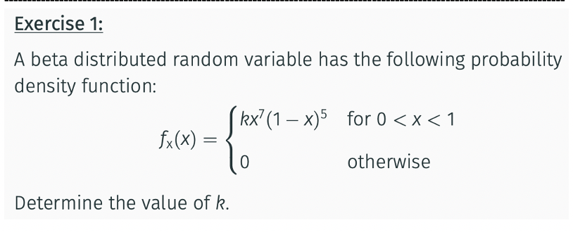 Solved Exercise 1: A beta distributed random variable has | Chegg.com