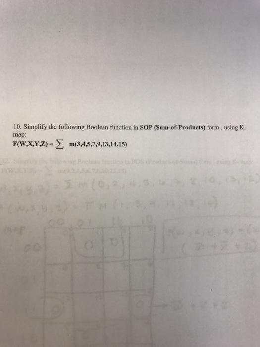 Solved Simplify the following Boolean function in SOP | Chegg.com