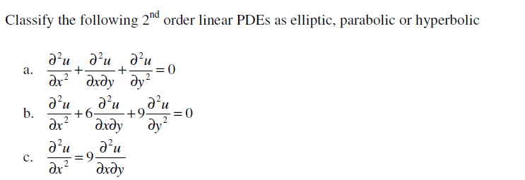 Solved Classify The Following 2nd Order Linear Pdes As