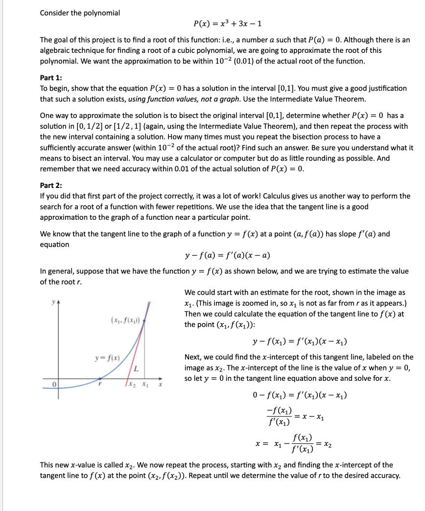 Solved Consider the polynomial P(x)=x3+3x−1 The goal of this | Chegg.com