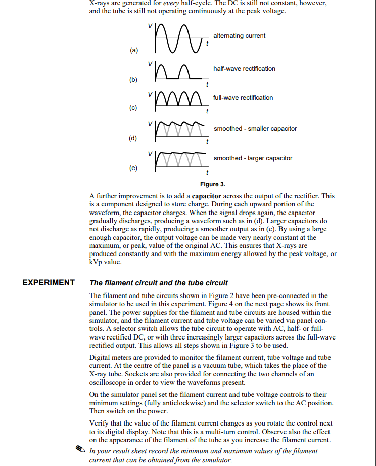 The filament circuit and the tube circuit 1.Minimum | Chegg.com