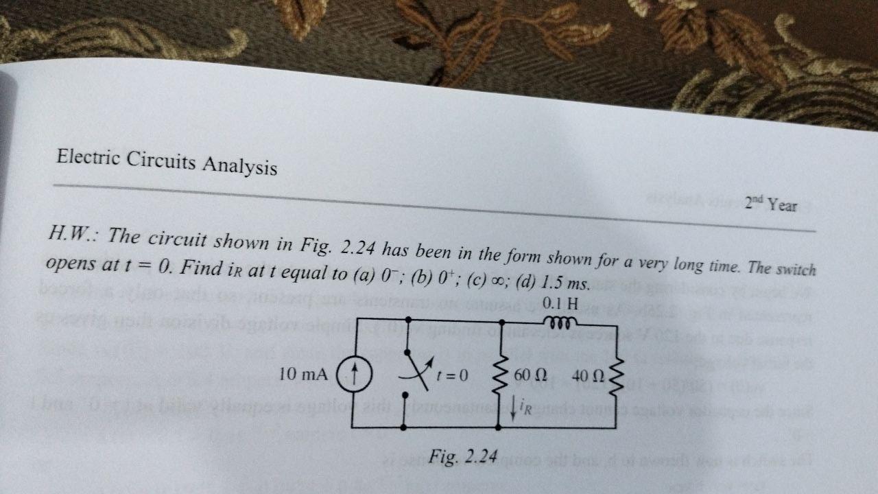 Solved Electric Circuits Analysis 2nd Year H.W.: The circuit | Chegg.com