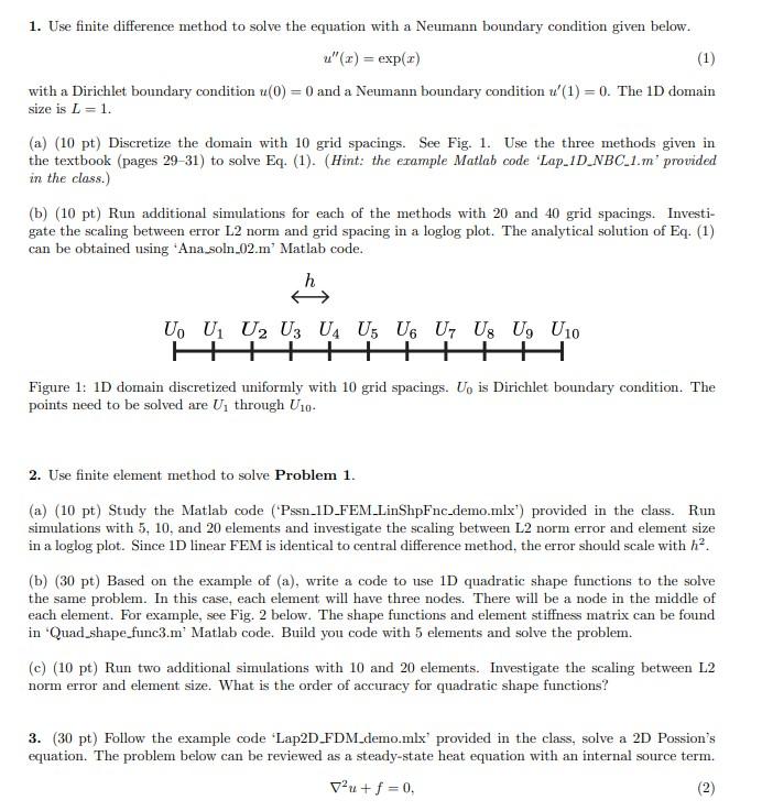 u′′(x)=exp(x) with a Dirichlet boundary condition | Chegg.com