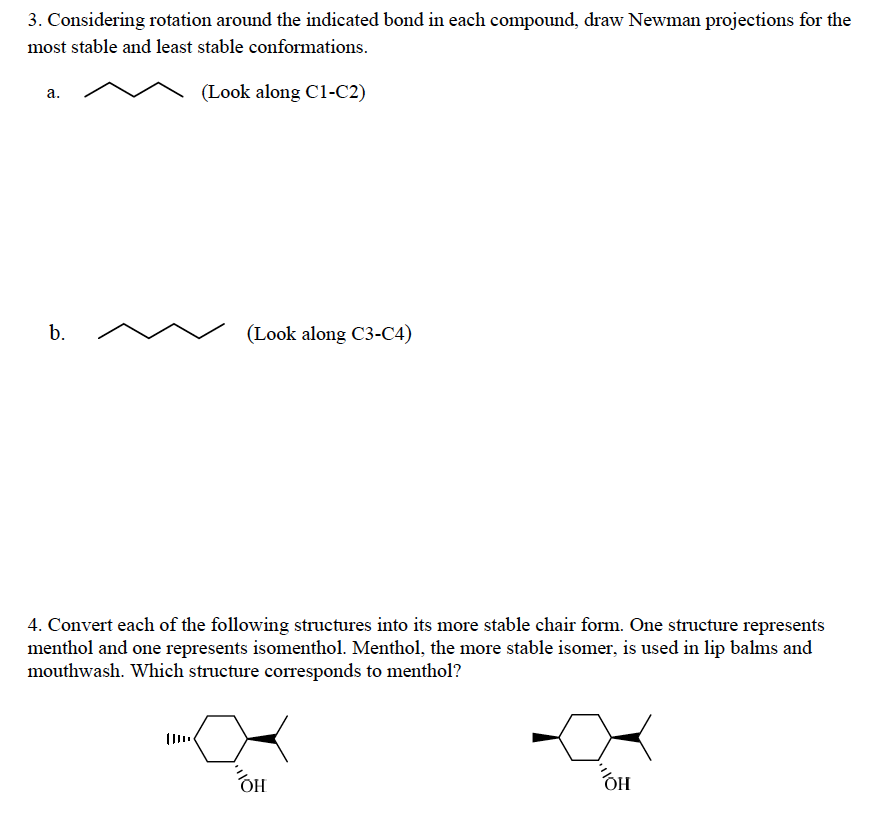 Solved 3. Considering rotation around the indicated bond in | Chegg.com