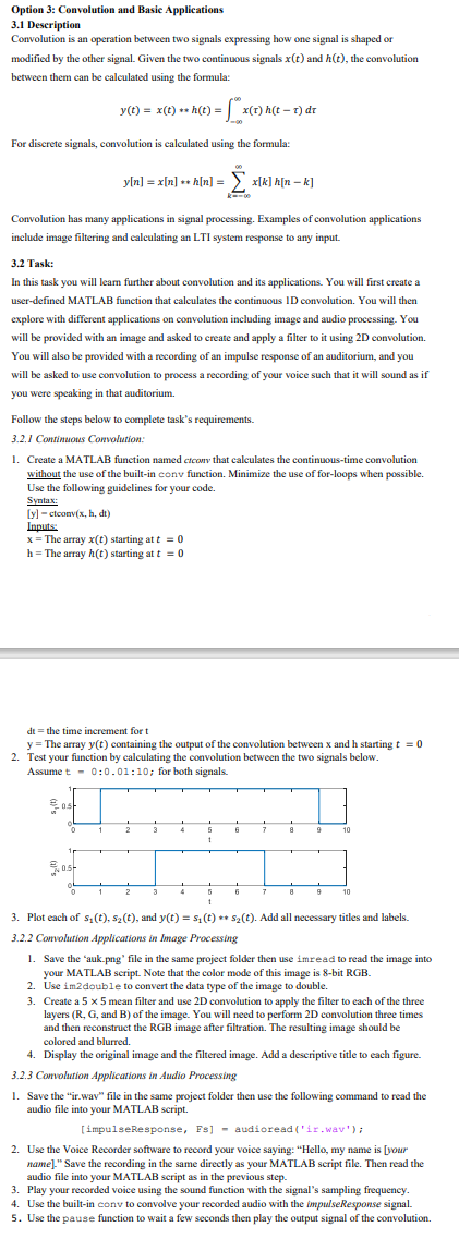 Option 3: Convolution and Basic Applications 3.1 | Chegg.com