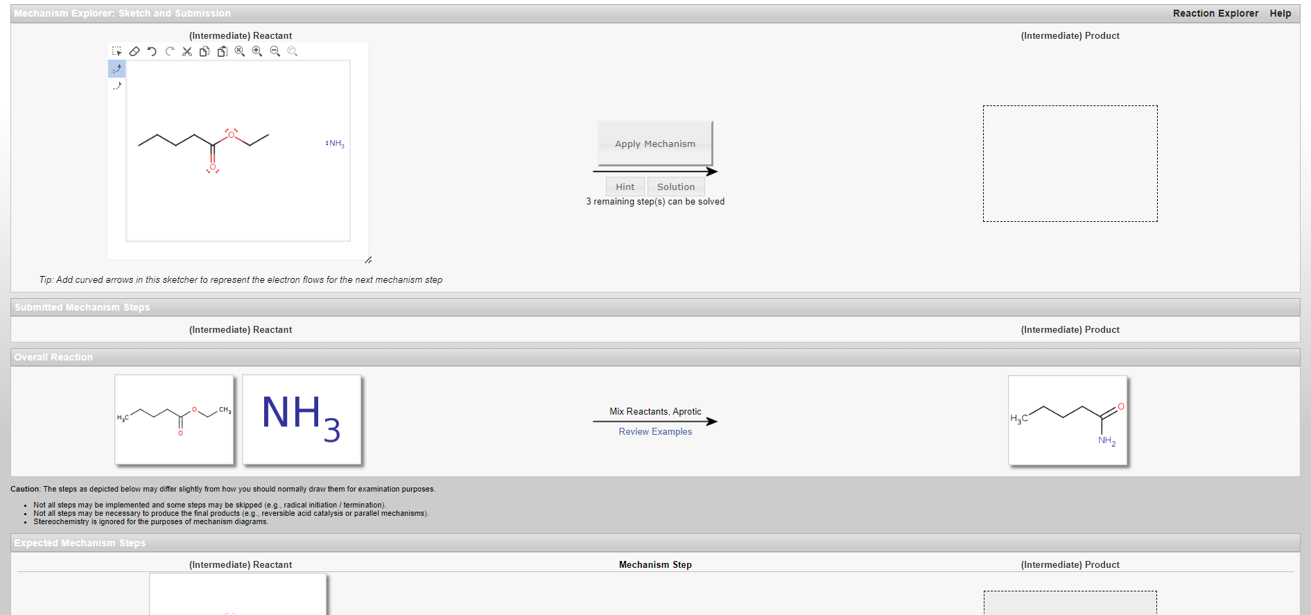 Solved Mechanism Explorer: Sketch and Submission Reaction | Chegg.com