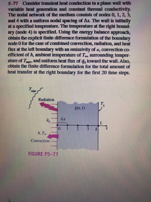 Solved 5-77 Consider transient heat conduction in a plane | Chegg.com