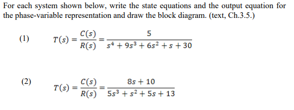 Solved For each system shown below, write the state | Chegg.com