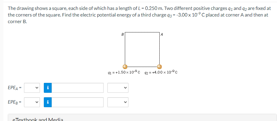 Solved The drawing shows a square, each side of which has a | Chegg.com