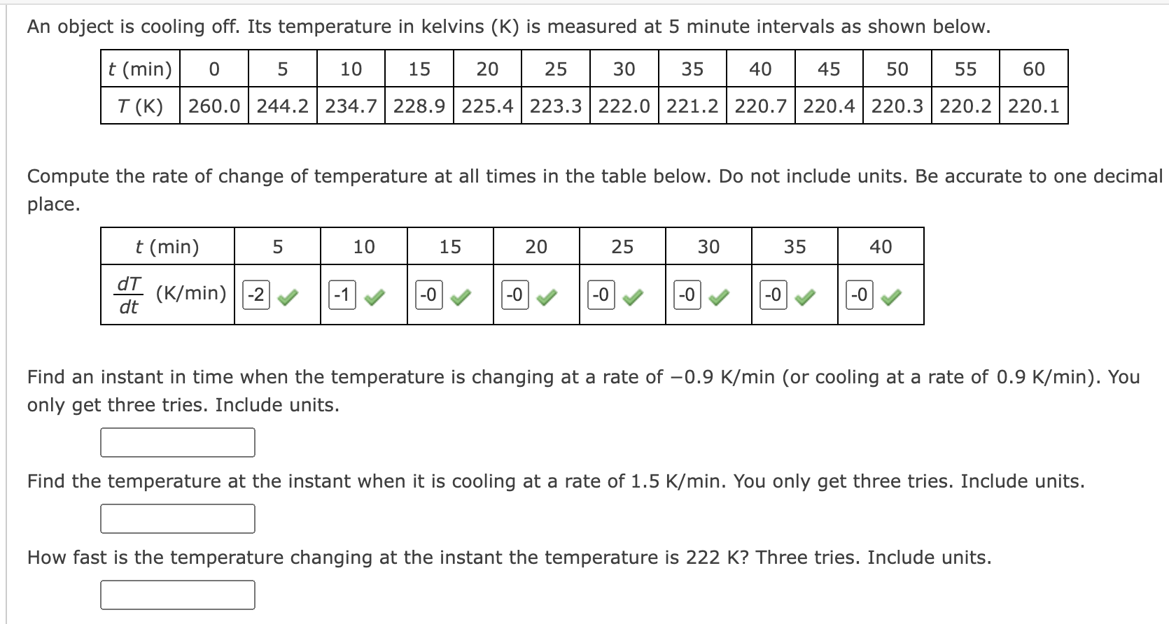 Solved Compute the rate of change of temperature at all | Chegg.com