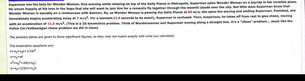 Solved Police Car/Volkswagon chase problem we did in class) | Chegg.com