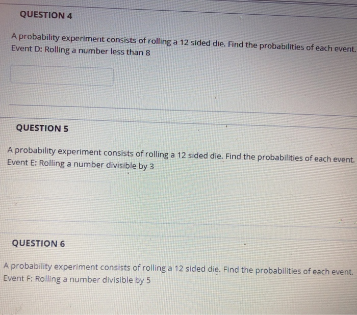 Solved A probability experiment consists of rolling a 12 | Chegg.com