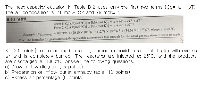 Solved The heat capacity equation in Table B.2 uses only the | Chegg.com