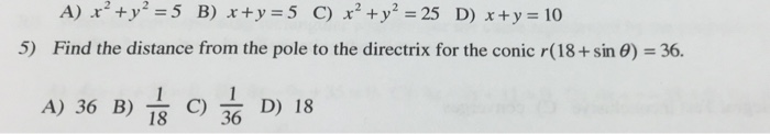 Solved Find the distance from the pole to the directrix | Chegg.com