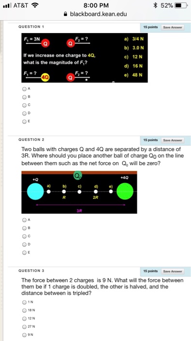 Solved * 52% 8:00 PM 슐 blackboard.kean.edu AT&T令 QUESTION 1 | Chegg.com