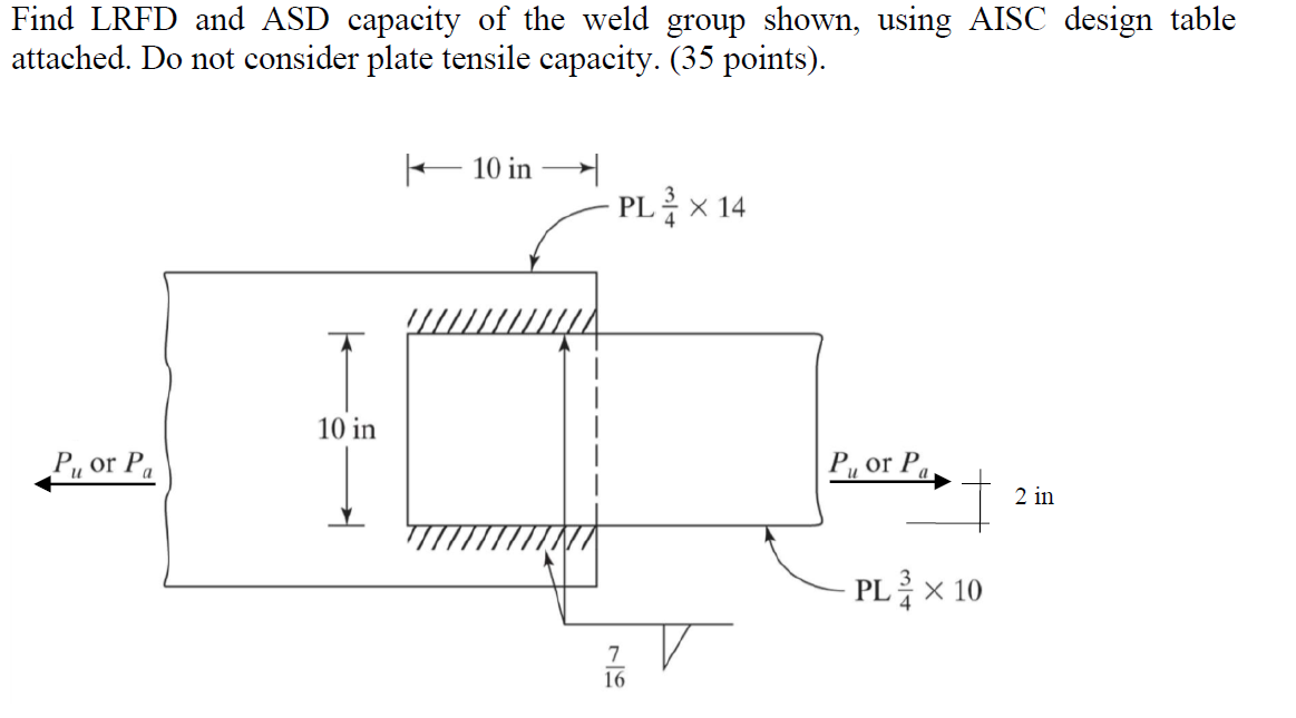 Solved Find LRFD and ASD capacity of the weld group shown, | Chegg.com