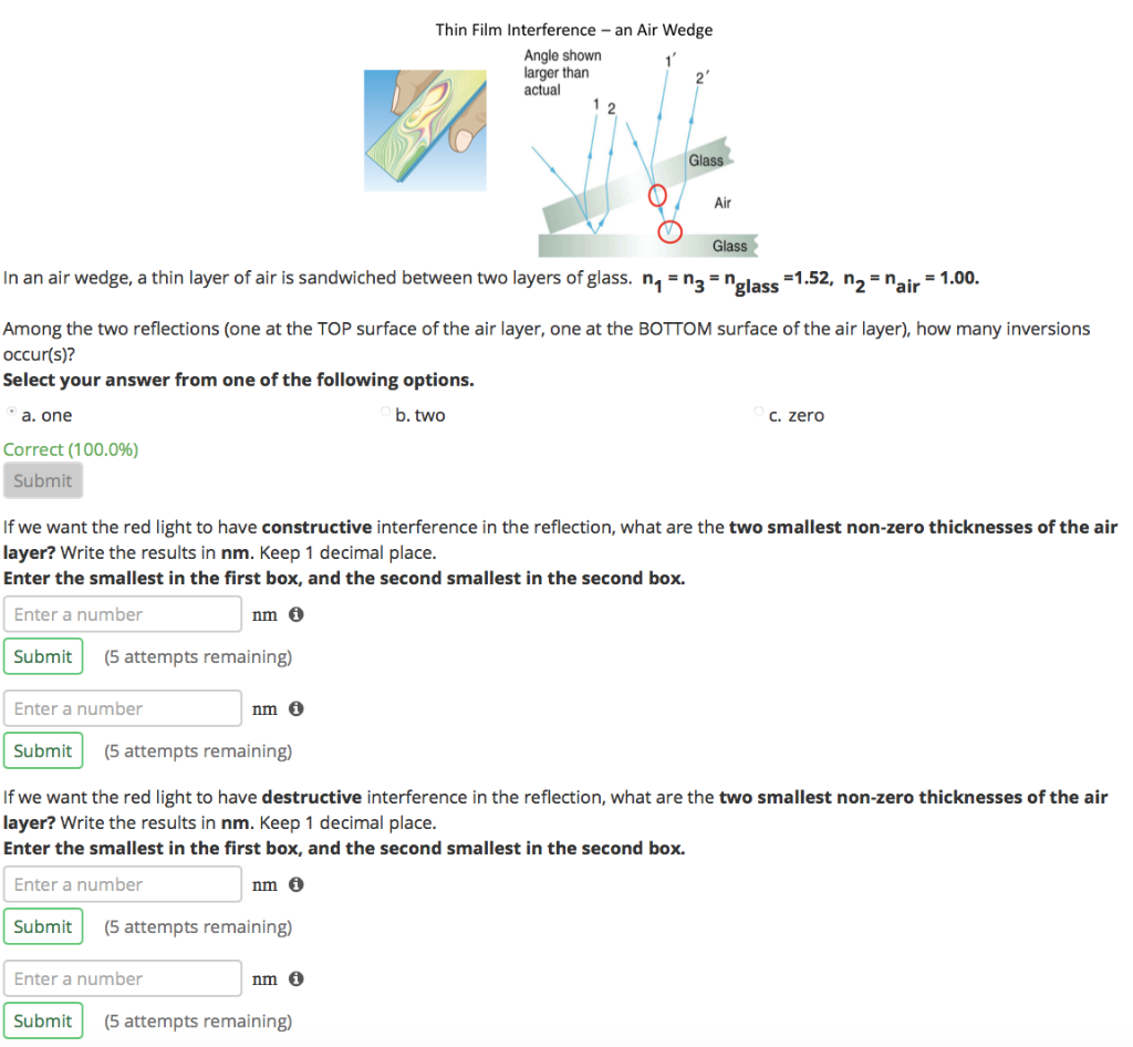 Solved Thin Film Interference - an Air Wedge Angle shown | Chegg.com
