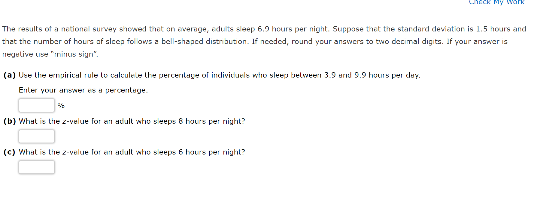 Solved The results of a national survey showed that on | Chegg.com