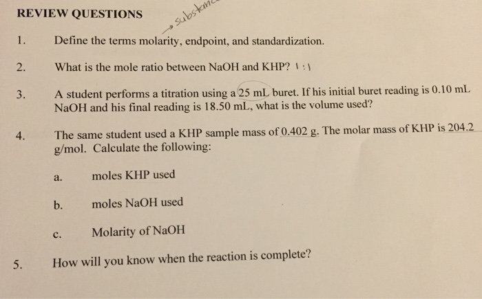 Solved Define the terms molarity, endpoint, and | Chegg.com Solved Define the terms molarity, endpoint, and | Chegg.com