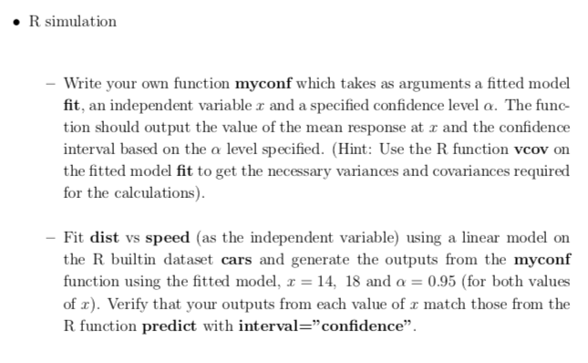 Solved • R Simulation Write Your Own Function Myconf Which 7657