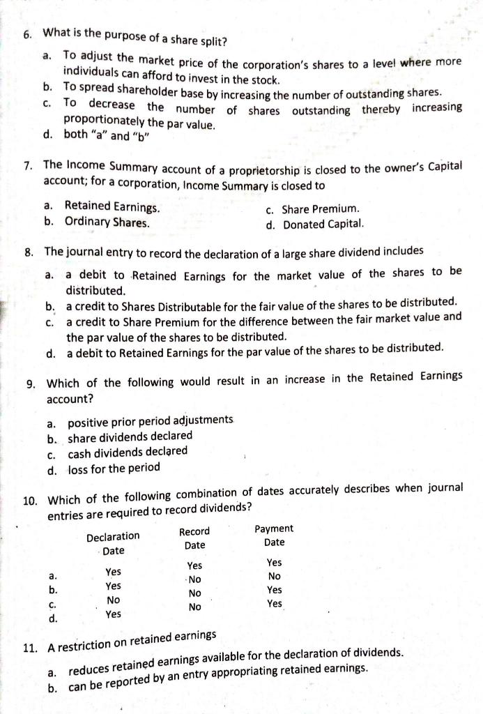Solved Multiple Choice 1. The book value of ordinary shares | Chegg.com