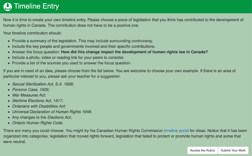 Timeline Entry Now it is time to create your own | Chegg.com