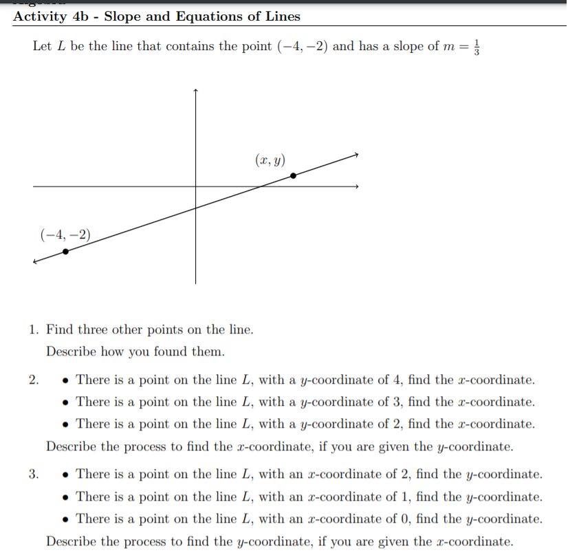 Solved Activity 4b - Slope and Equations of Lines Let L be | Chegg.com
