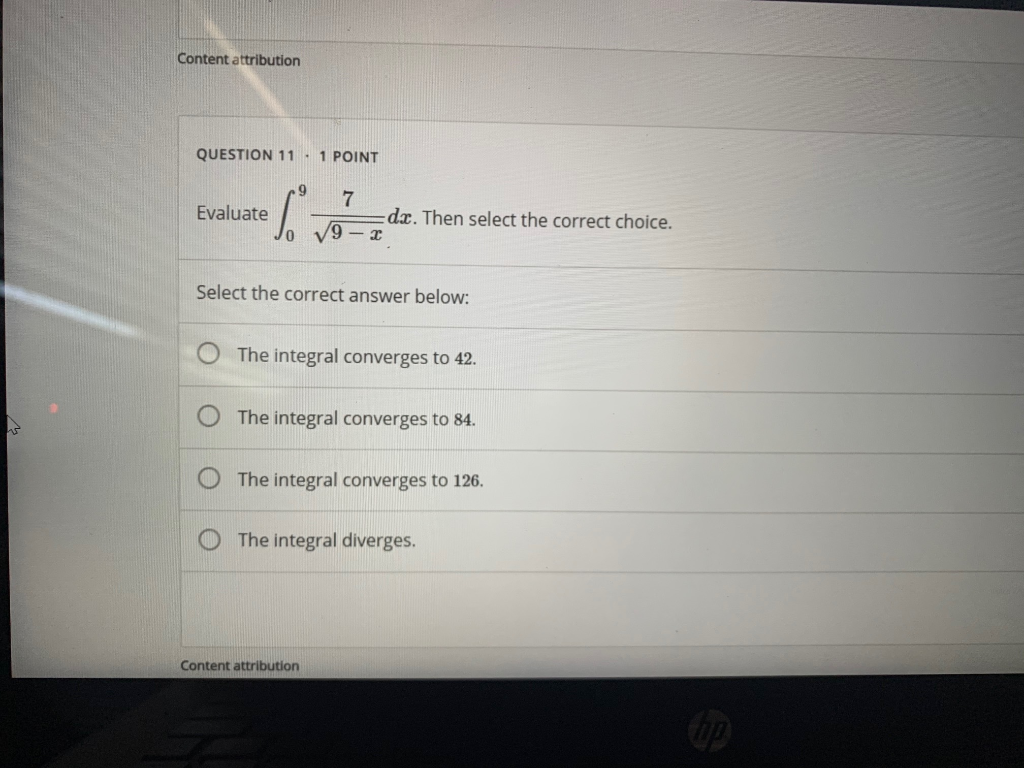 Solved Content attribution QUESTION 11 . 1 POINT 9 7 | Chegg.com