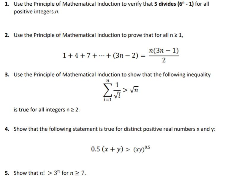 Solved Use the Principle of Mathematical Induction to verify | Chegg.com